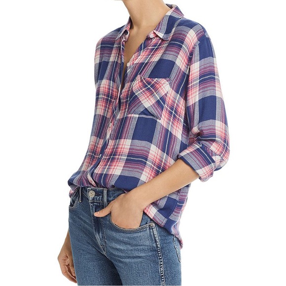 Rails | Tops | Rails Hunter Plaid Buttonfront Shirt In Azure Pink ...